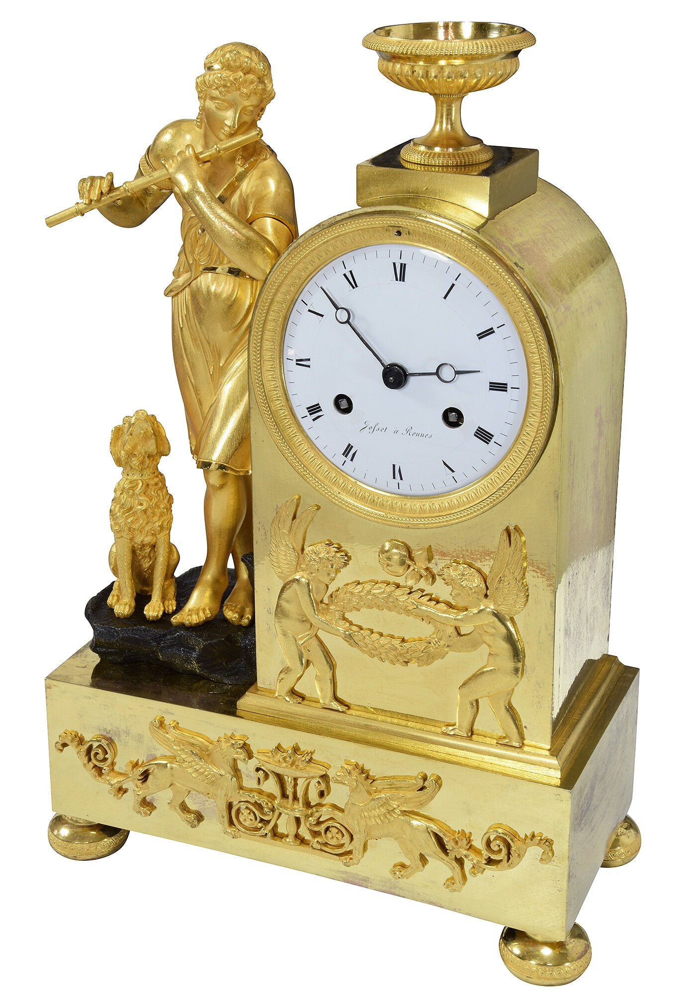 Pendule Apollon Empire Bronze doré au mercure GOSSET – Pendule ancienne ...