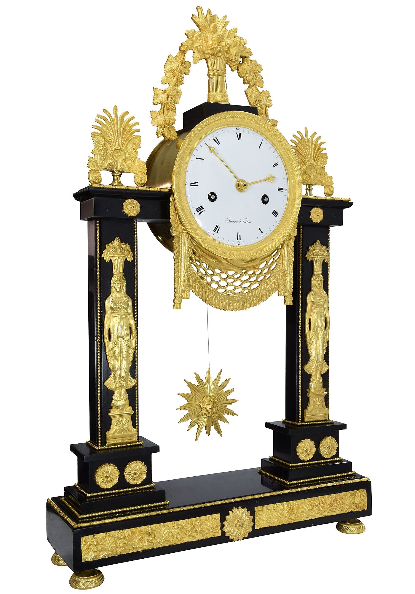 Pendule portique marbre d’époque Empire BAUVE 1815 – Pendule ancienne ...