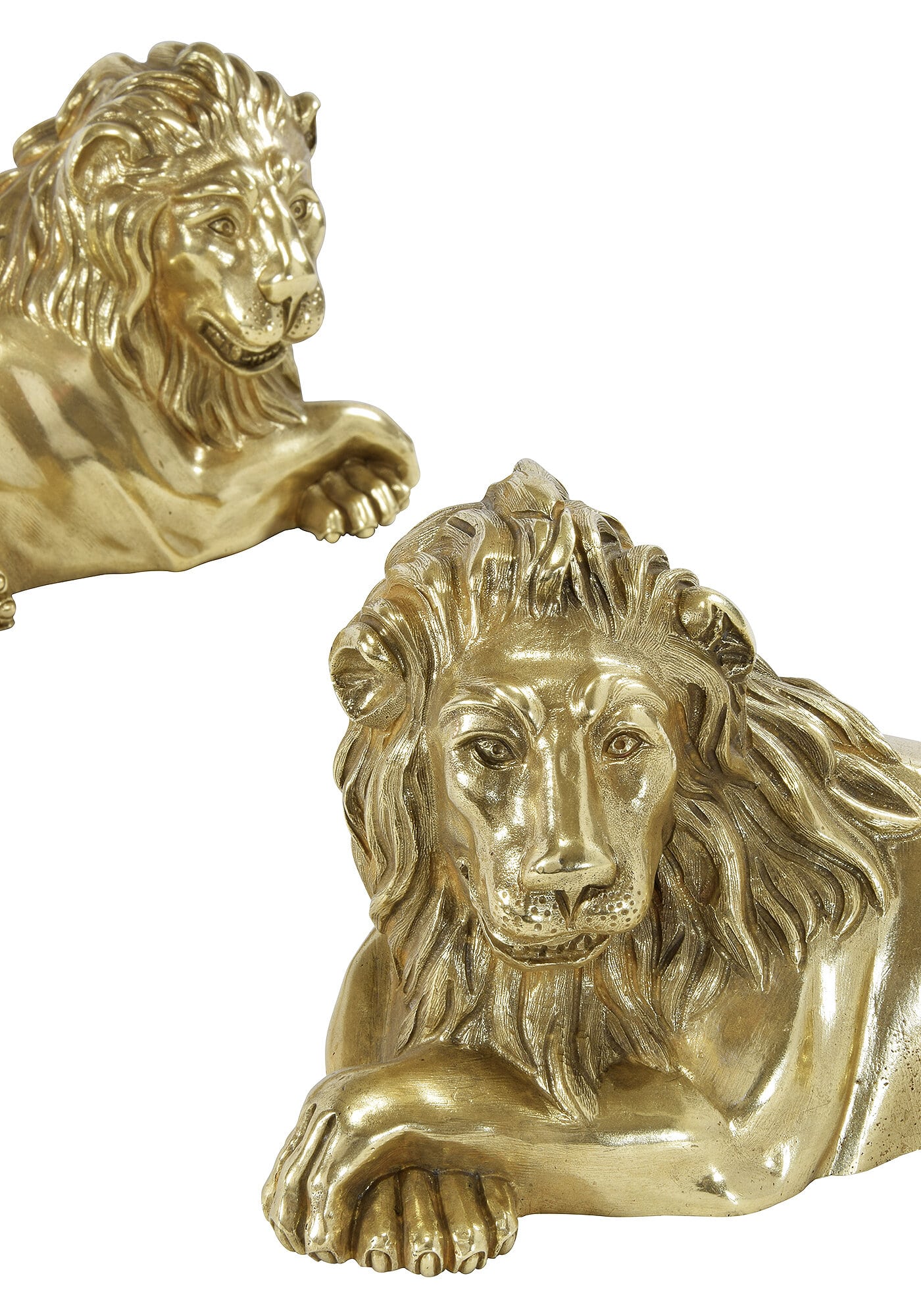 Paire de lions sculpture en bronze doré Napoléon III – Pendule ancienne ...