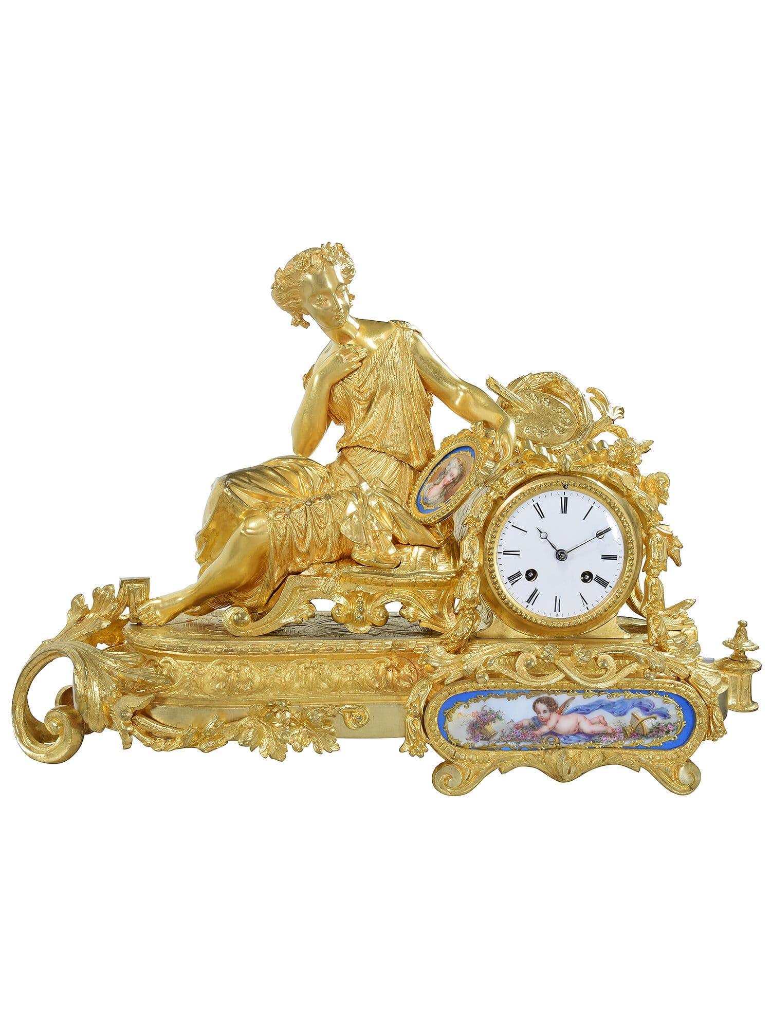 Pendule « Allégorie de la peinture » en bronze doré SCHMOLL PARIS ...