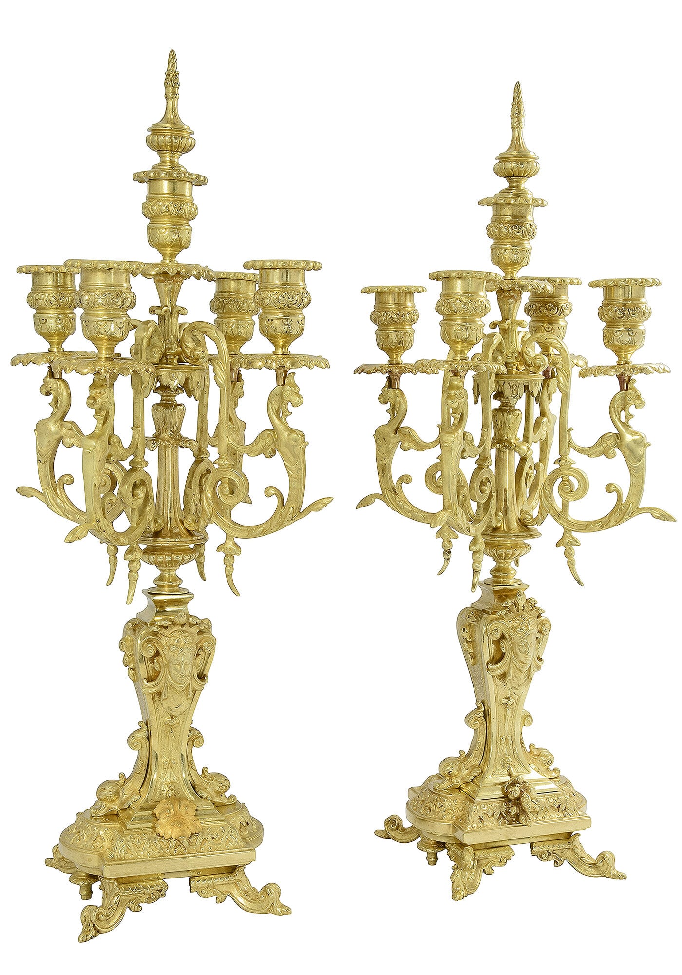 Paire de chandeliers aux chimères style Renaissance – Pendule ancienne ...