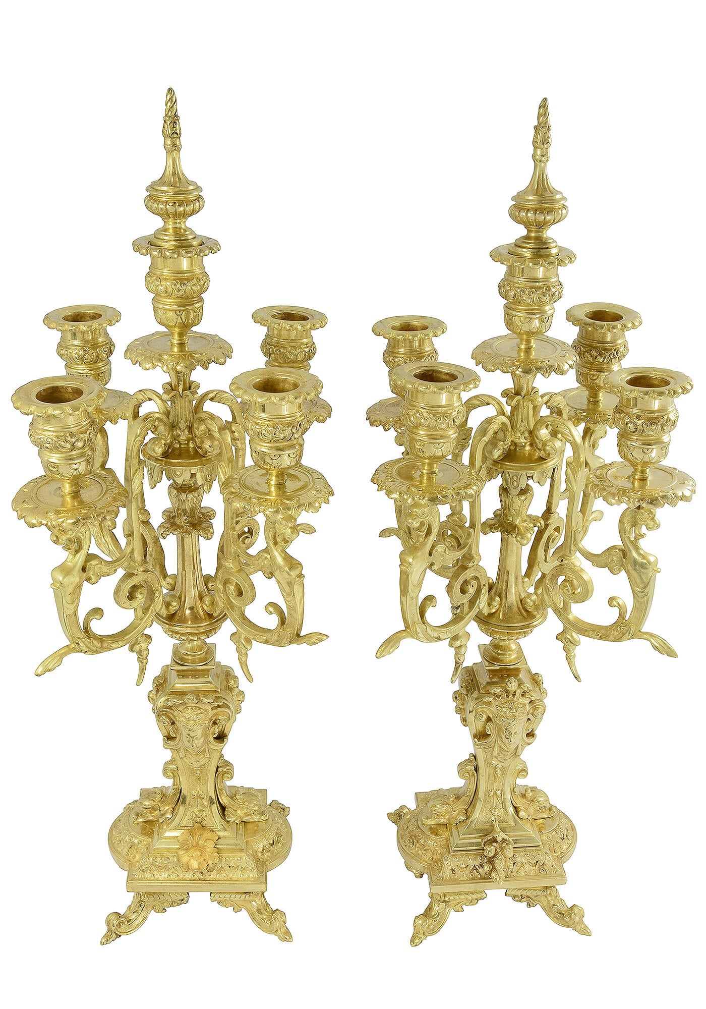 Paire de chandeliers aux chimères style Renaissance – Pendule ancienne ...