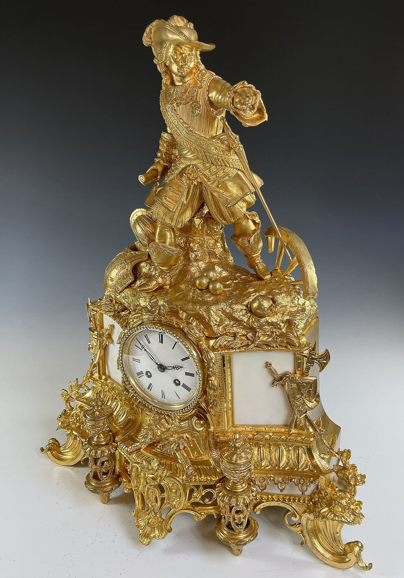 XL Pendule au mousquetaire bronze doré Louis-Phillipe 1840 – Pendule ...